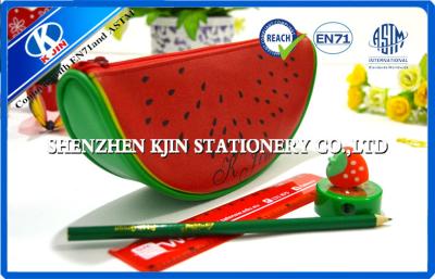 China Children Gift Red Watermelon Shaped PU Pencil Cases With Cute Design for sale