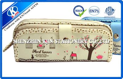 China Blue / Gray Cotton Cool Plain Pencil Cases With Button For Children With ASTM Certification for sale