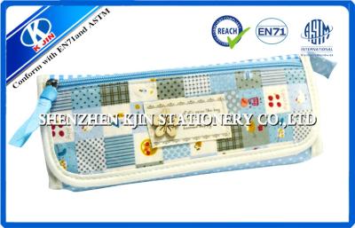 China Blue Fabric Zipper Plain Pencil Cases For Children Boys and Girls , Eco friendly for sale