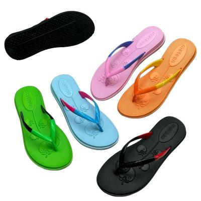 China Stylish Multi-Colored Cartoon Embossed EVA Flip Flops Women Summer/Spring Eco-Friendly Durable Comfortable Daily Beach Use Open for sale