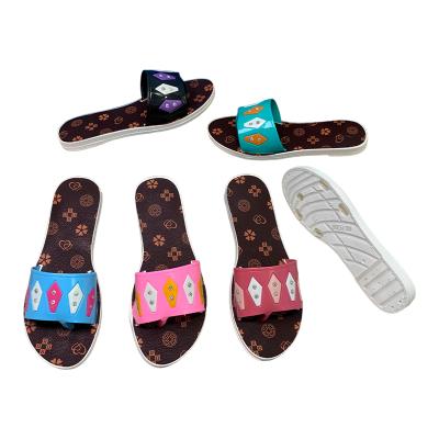 China Africa & Southeast Asia Wholesale Women's PVC Slides MOQ 1800+ - Multi-Color, Patterned Sole, Textured Strap for sale