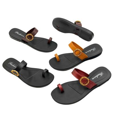 China Factory Direct EVA Women Toe Ring Slides Wholesale Custom Flat Sandals for sale