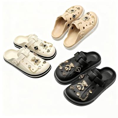 China EVA Women Bear Charm Decorated Clogs Thick Sole Casual Slippers for sale
