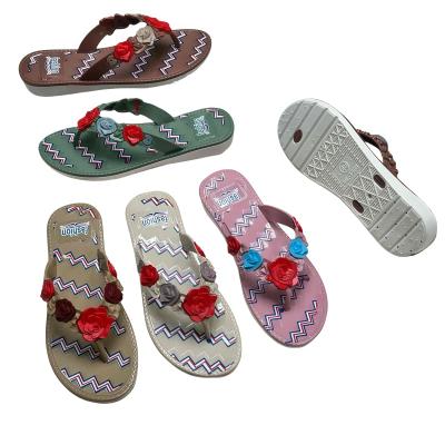 China Factory Direct High Quality PVC Women 3D Rose Flip Flops, Chevron Print Non-slip Durable Beach Slippers for sale