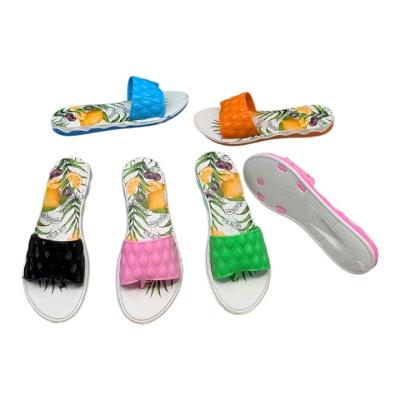 China EVA Women Slides with Quilted Texture Strap and Vibrant Fruit Print for sale