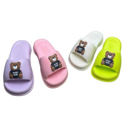 China EVA Women Candy Color 3D Cartoon Bear Thick Platform Slide Sandals for sale