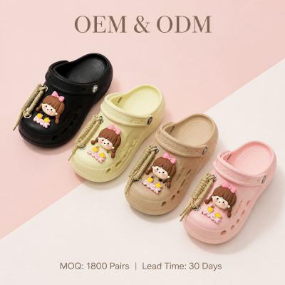 China EVA Girls Cartoon Character Decorated Clogs with Rope Laces for sale