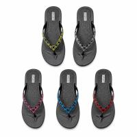 China Chevron Footbed Flip Flops with Circle Print Strap | Source Factory Supply for sale