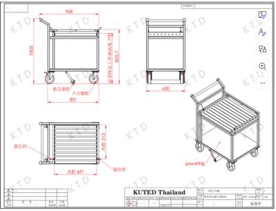 중국 스크린 래크 스테인리스 스틸 운송 트롤리 4'의 조용한 롤러 판매용