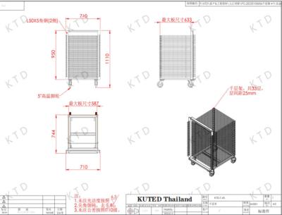 China Inner Core Square Stainless Steel Storage Trolley With 4