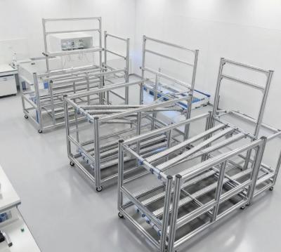 China Orange And Blue Roller Conveyor Rack Shelf Boltless Frame Type Adjustable Shelf Height Supporting Inventory Management for sale
