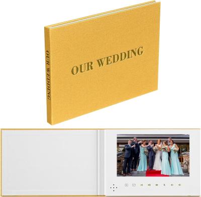 China Our Wedding Video Book with Sound, 7 Inch Open-to-Play Keepsake, 4GB Memory, Simple Offline Playback, No Wi-Fi or App Required, Golden Linen Cover for sale