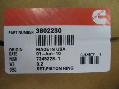 China Auto parts Cummins Piston Ring for Toyota 3802230 for sale