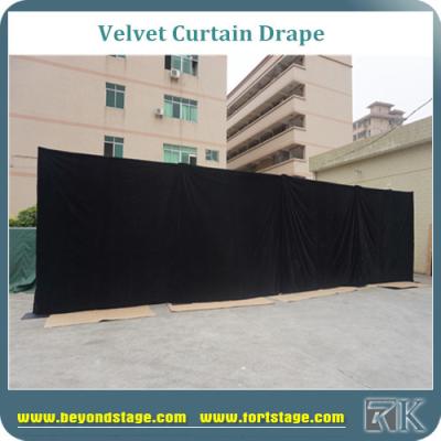 China Black portable stage background backdrop made with black velvet curtain drapes 100% blackout and frame resistant for sale