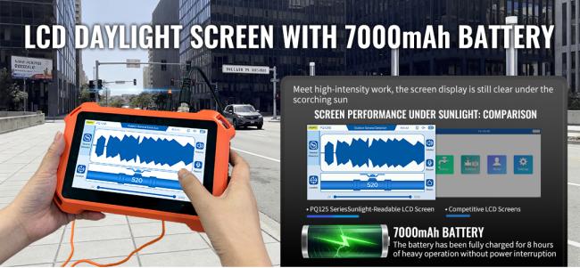 PQWT-125C display showing waveform analysis