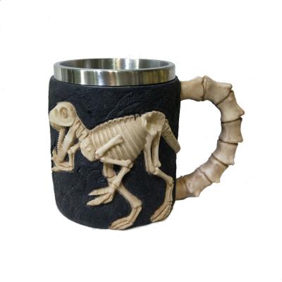 China 400ml animal polyresin double side stainless steel mug for sale