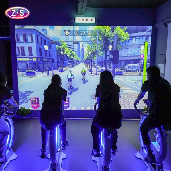 Quality Interactive Bike Simulator Indoor Racing Projection Self Adjustable Riding for sale