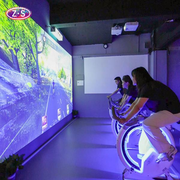 Quality Multiplayer Racing Bicycle Simulator 3LCD Motion Sensing Game For Fitness Studio for sale