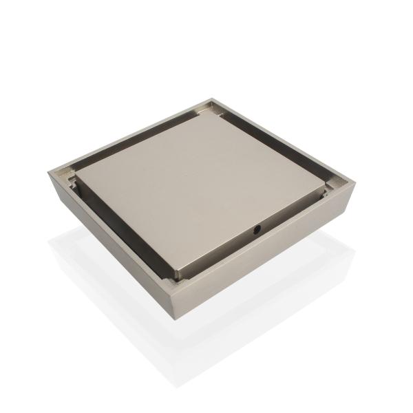 Quality Hotel Washroom Shower Strainer Brushed Brass Floor Drain with Square Tile Insert for sale
