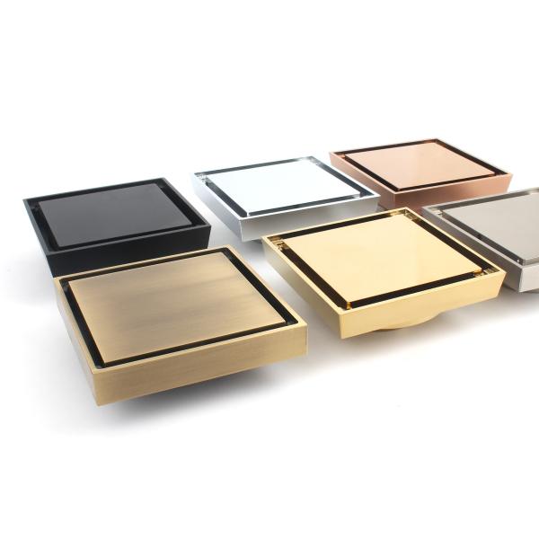 Quality Brass Anti Odor Square Floor Drain with Tile Insert Grate Cover Strainer in CHROME PLATE for sale