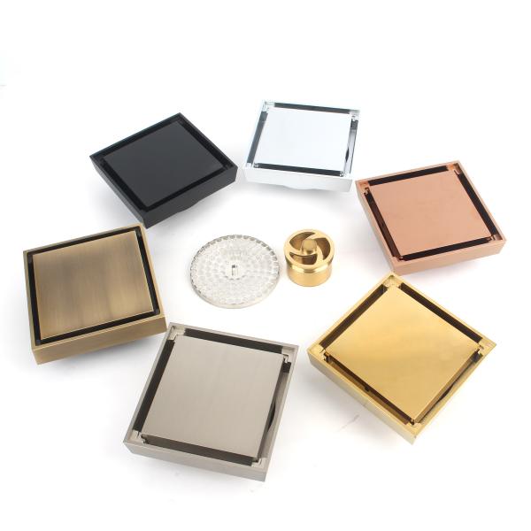 Quality Brass Anti Odor Square Floor Drain with Tile Insert Grate Cover Strainer in for sale