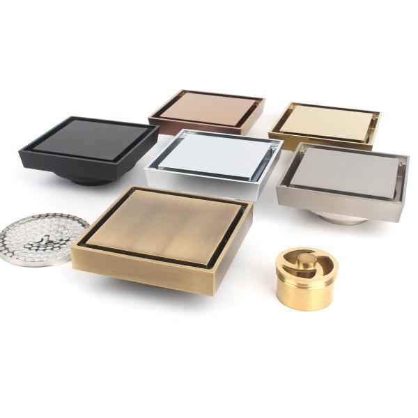 Quality Brass Anti Odor Square Floor Drain with Tile Insert Grate Cover Strainer in for sale