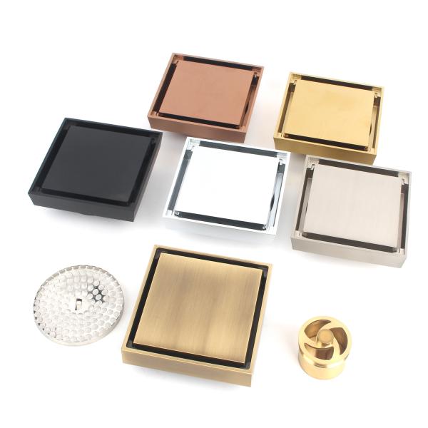 Quality Brass Anti Odor Square Floor Drain with Tile Insert Grate Cover Strainer in for sale