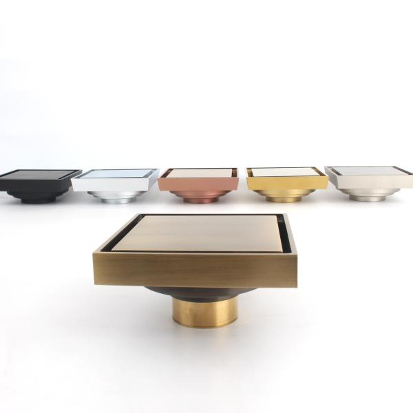 Quality Brass Anti Odor Square Floor Drain with Tile Insert Grate Cover Strainer in for sale