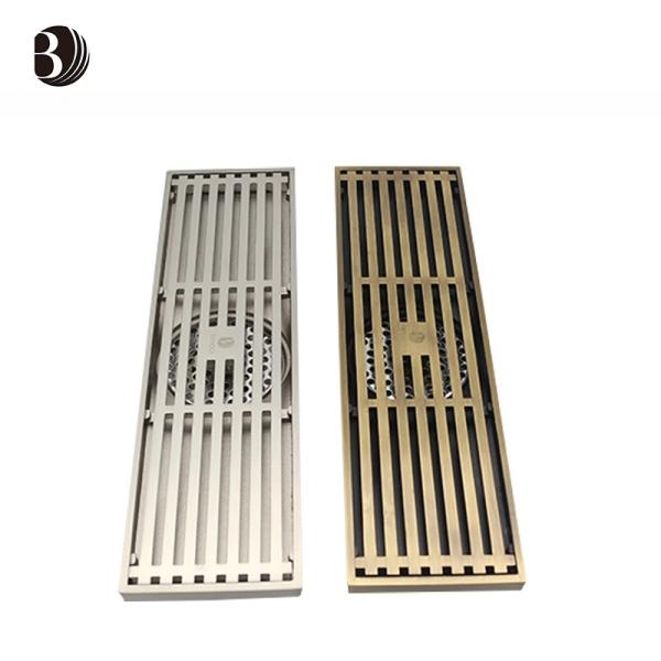 Quality Rectangular Long Brass Floor Drain Insert for Bathroom Shower for Hotel Use for sale