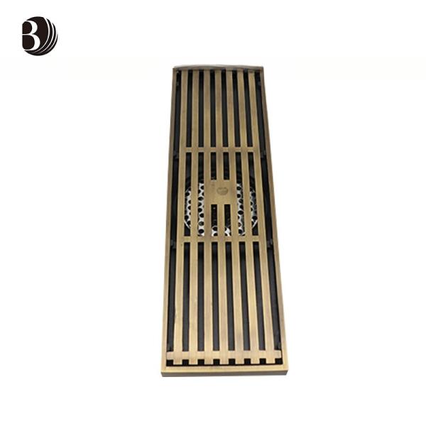 Quality Rectangular Long Brass Floor Drain Insert for Bathroom Shower for Hotel Use for sale