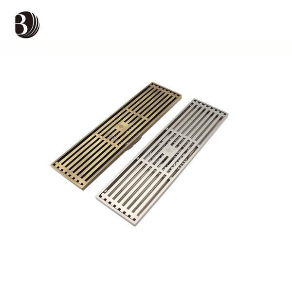 Quality Rectangular Long Brass Floor Drain Insert for Bathroom Shower for Hotel Use for sale