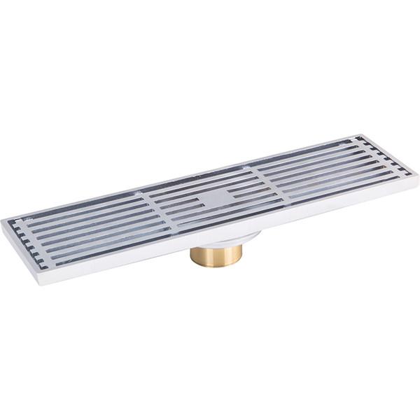 Quality bathroom Brass square floor drain easy clean easy installation 83*500 Floor drain gold brass floor waste drain for sale