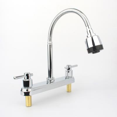 Modern 8-Inch Double Handle Basin Mixer Water Tap Chrome-Plated Stainless Steel Faucet Deck Mounted for Bathroom