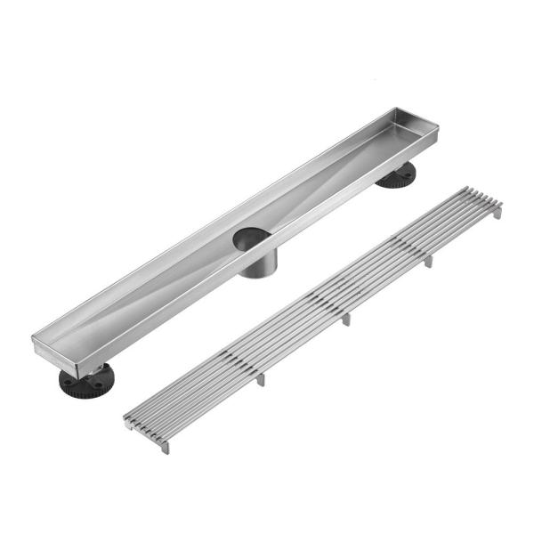Quality Modern Mesh Brushed Nickel Shower Floor Drain Long Stainless Steel Trap Factory for sale