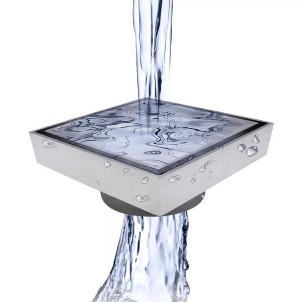 Quality 115mm 75mm Brass Floor Drain Tile Insert Square Grate Cover Strainer for for sale