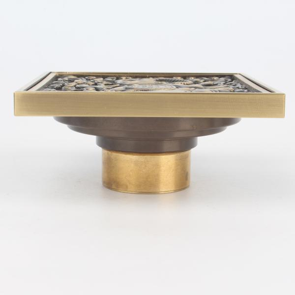 Quality Removable Cover and Waste Water Strainer 4-Inch Square Brass Shower Drain for for sale