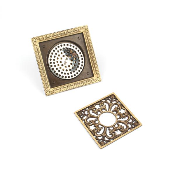 Quality 5 Inches Antique Bronze Anti-Clogging Square Brass Bathroom Floor Drain for Basin Use Removable Cover Shower Washing Machine for sale