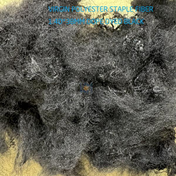 Quality Spinning Blending Virgin Polyester Staple Fiber Dope Dyed Black 1.4D x 38mm DDB for sale