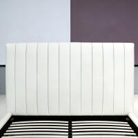 China Premium Cream Velvet Upholstered Platform Bed with Solid Frame for sale