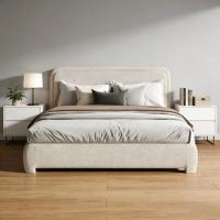 China Multi-Color Boucle Upholstered Bed Modern Soft Headboard Platform Bed for sale