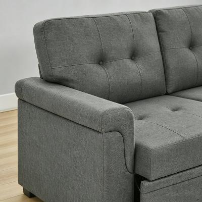 China Side Cup Holder Linen Convertible Sofa Bed for Leisure Living Room Furniture for sale