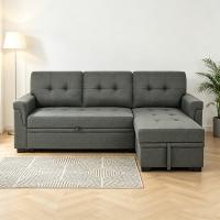 China Integrated Cup Holder Arm Linen Sofa Bed for Studio Flat Guest Accommodation for sale