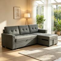China Quick Pull out Convertible Linen Sofa Bed for Overnight Guest Sleeping Use for sale