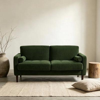 China Elegant Dark Green Corduroy Two Seater Sofa for Modern House Living Room Lounge Layout Design for sale
