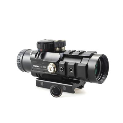 China 155mm Length Prismatic Scope Hunting 4x32 with Red Laser and Mini Red Dot for sale