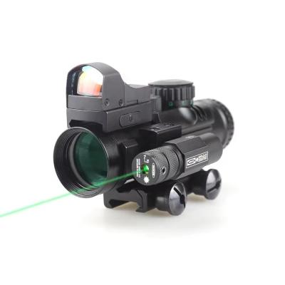 China 155mm Length Prismatic Scope Hunting 4x32 with Red Laser and Mini Red Dot for sale