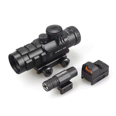 China 155mm Length Prismatic Scope Hunting 4x32 with Red Laser and Mini Red Dot for sale