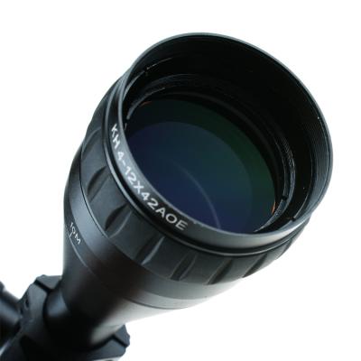 Cina KH 4-12x42 AOE Scope con pupilla di uscita da 3,5-10,5 mm e luci M-Dot RGB in vendita