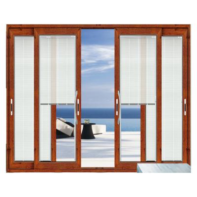 Cina Corridoio 6063 portelli scorrevoli di alluminio con Mesh Wood Grain Frame in vendita