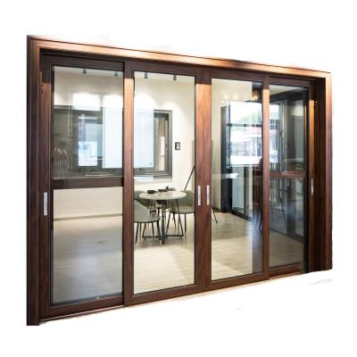 Cina Corridoio 6063 portelli scorrevoli di alluminio con Mesh Wood Grain Frame in vendita